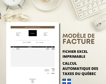 Invoice Template to Download and Print in French With Automated ...