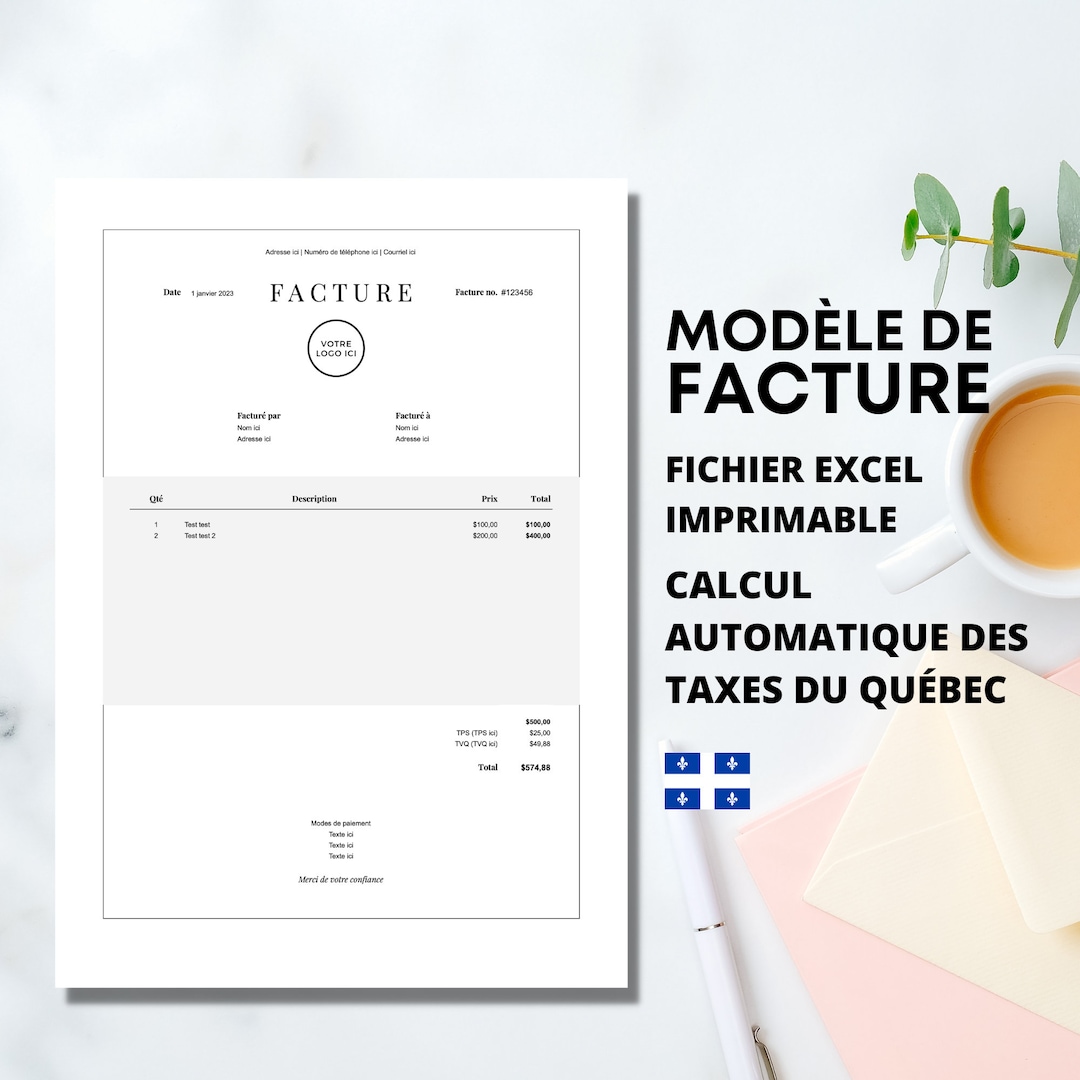 Minimalist Style Invoice Template to Download and Print in French With ...