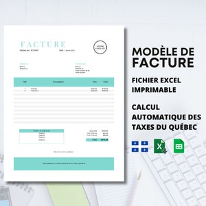Invoice Template to Download and Print in French With Automated ...