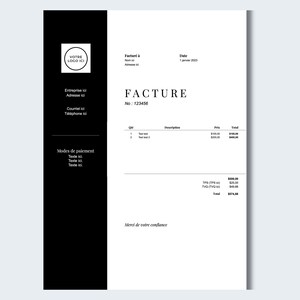 Invoice Template in French With Automated Calculation of Quebec Taxes ...