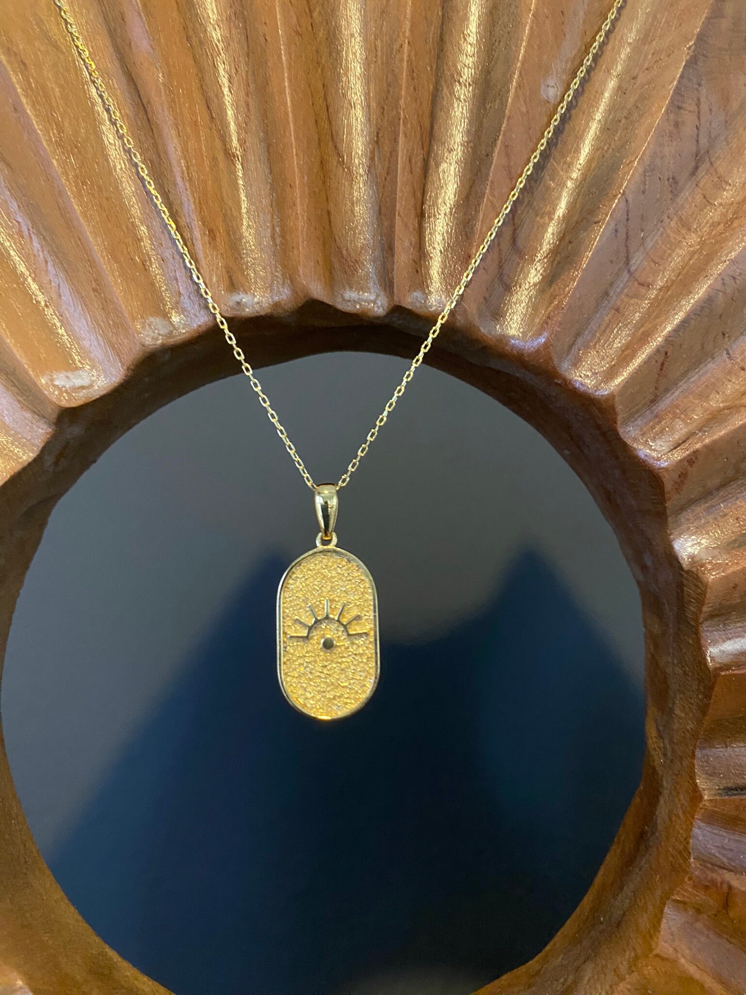 Sun Symbol Pendant Necklace 18K Gold Plated Silver Neclace Gold Charm ...