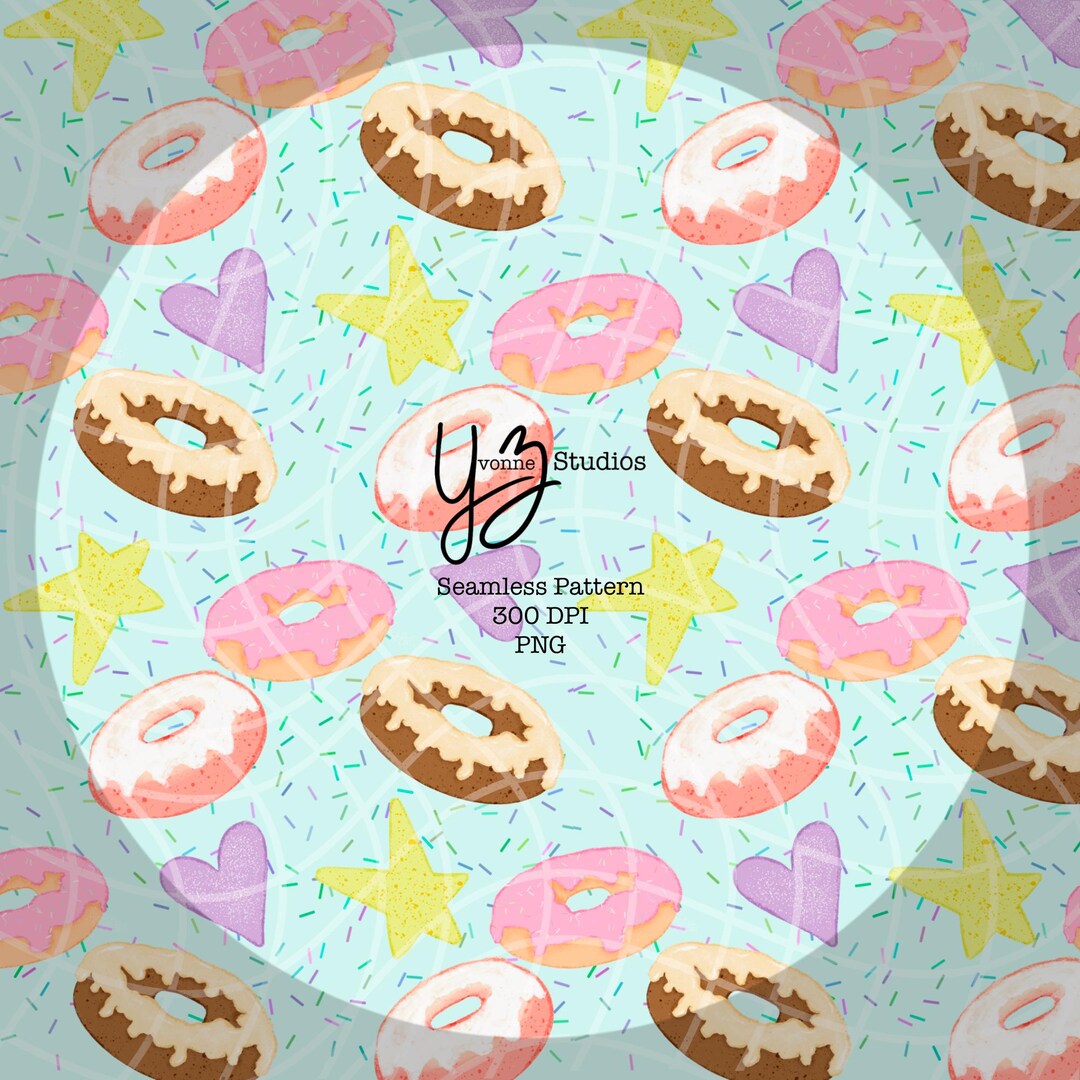 Kawaii Donut Seamless Pattern Digital Paper Cute Dessert Background ...