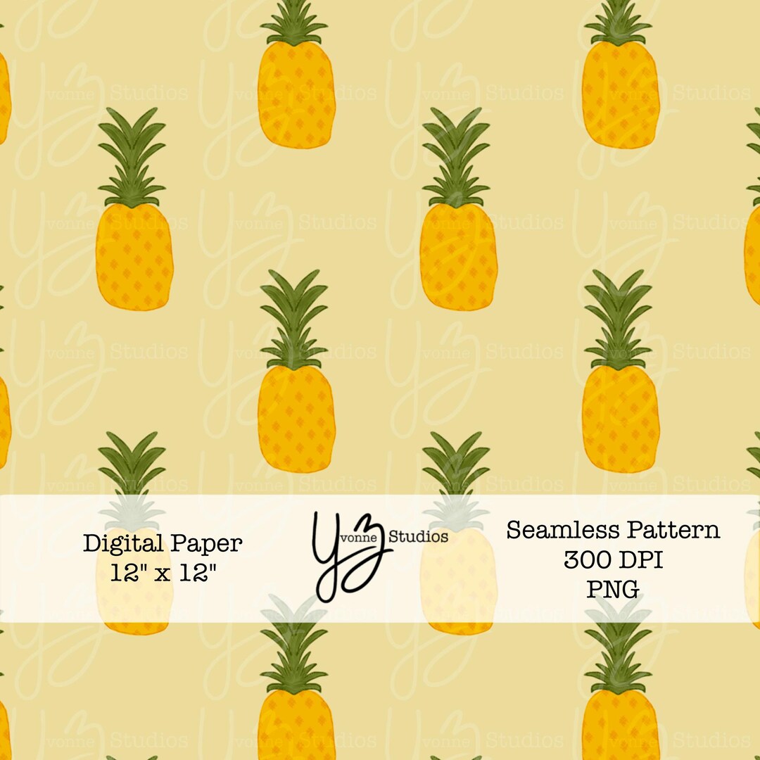 Pineapple Seamless Pattern Digital Paper | Tropical Summer Fruit ...