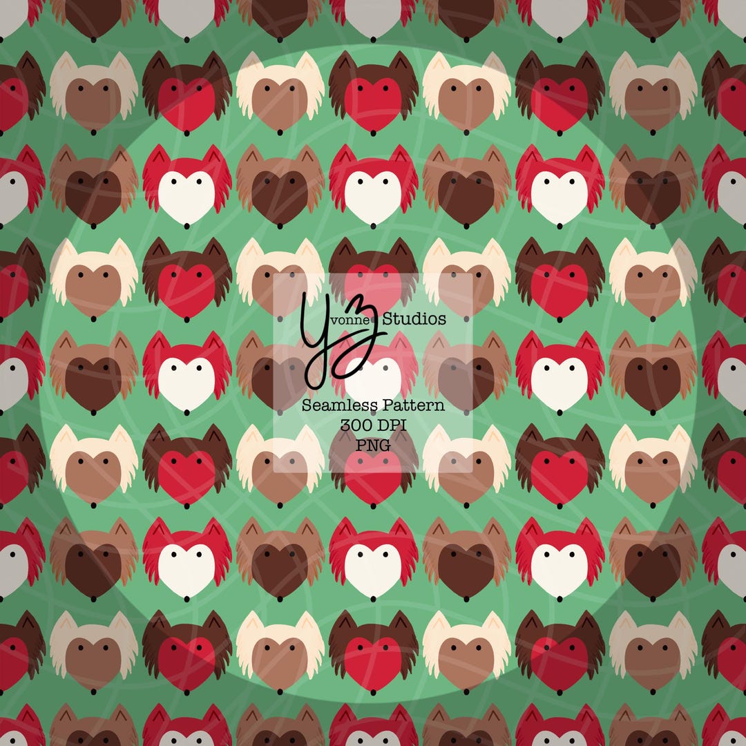 Fox Seamless Pattern Digital Download Woodland Animal Print Cute Heart ...