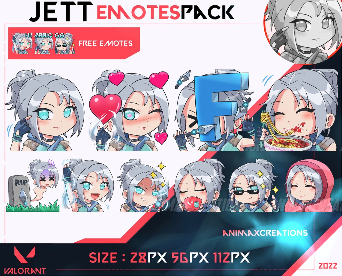 Jett Valorant Emotes Jett Valorant Chibi Valorant Emotes - Etsy UK