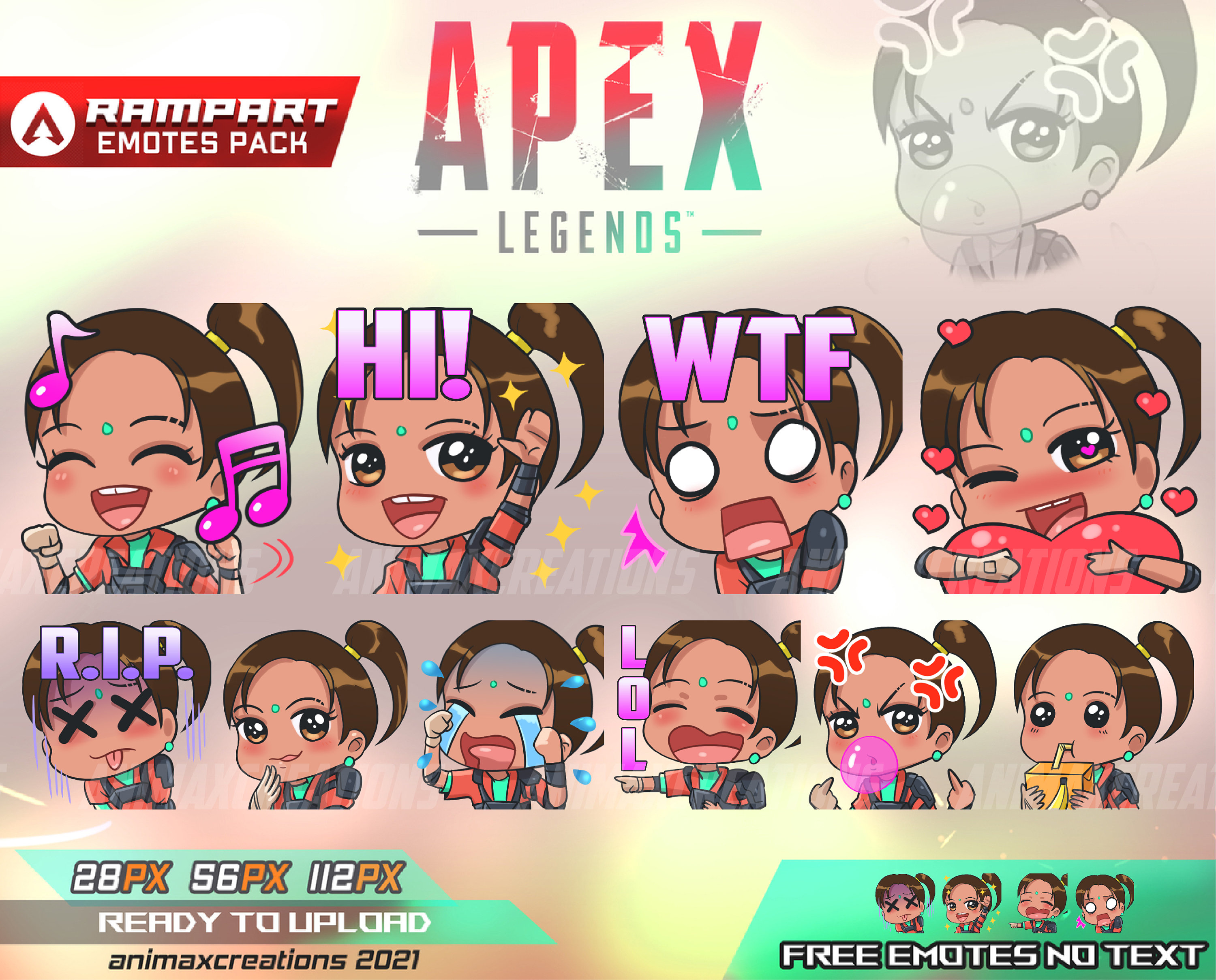 Rampart Apex Legends Emotes, Rampart Apex Legends Chibi, Apex Legends ...