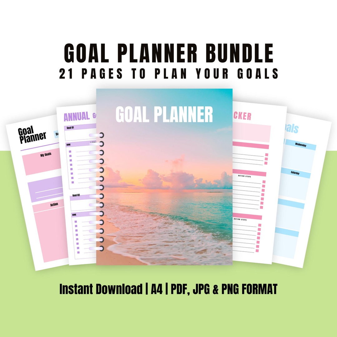 Digital Goal Planner Bundle | Printable and Fillable Diary Sheets ...