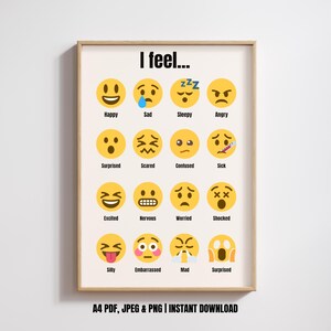 Printable Emotions Poster ESL Props, Posters for Kids, Learn English ...