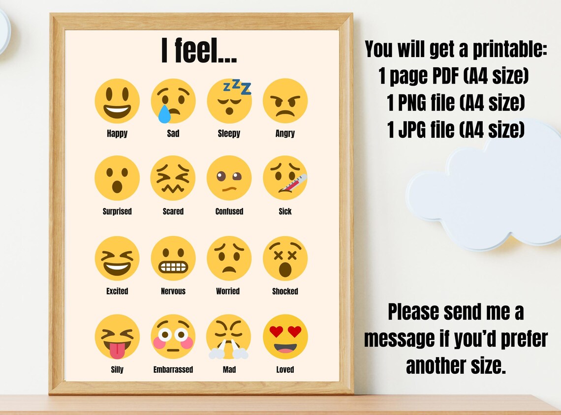 Printable Emotions Poster | ESL Props, Posters for Kids, Learn English ...