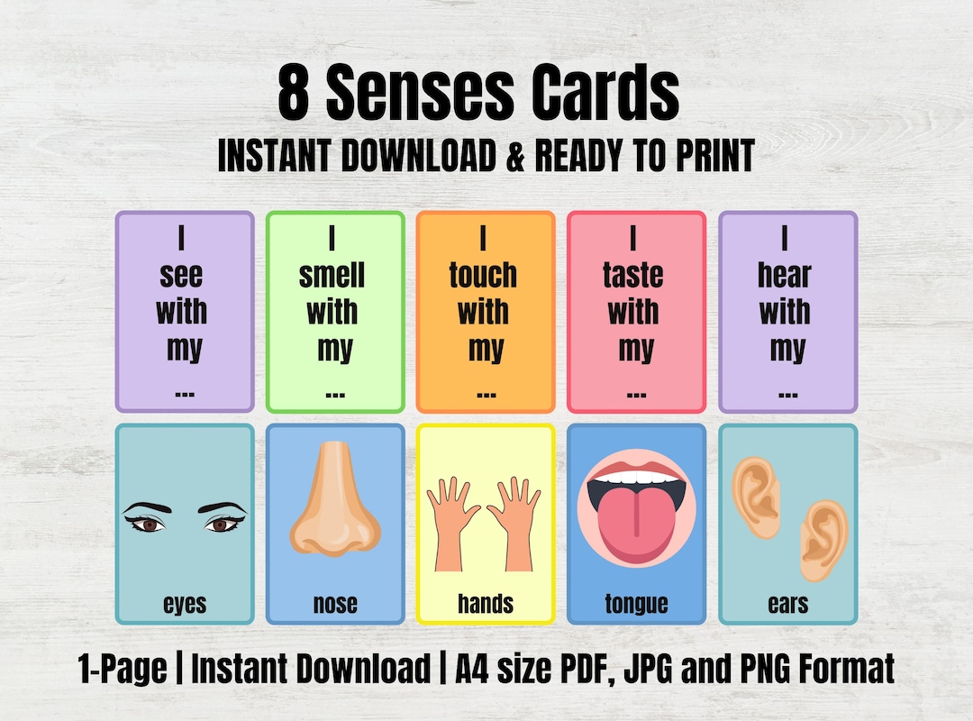 Senses Flashcards | Printable ESL Props for Kids, Teaching Senses ...
