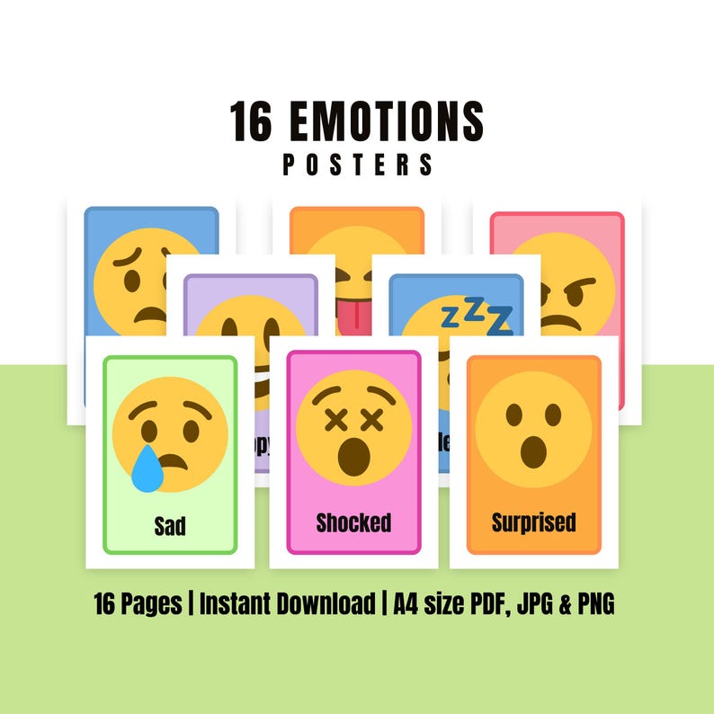 16 Emotions Posters PDF Instant Download. for Kids, Toddlers ...