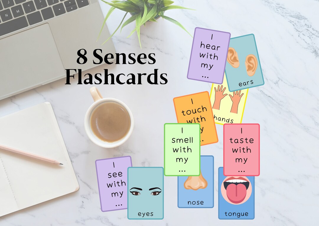 8 Printable Flashcards Senses. Printable ESL Props, Flashcards for Kids ...