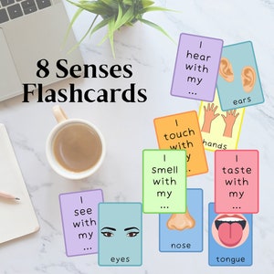 8 Printable Flashcards Senses. Printable ESL Props, Flashcards for Kids ...