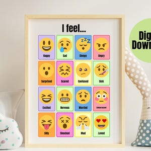 Printable Emotions Poster ESL Props, Posters for Kids, Learn English ...