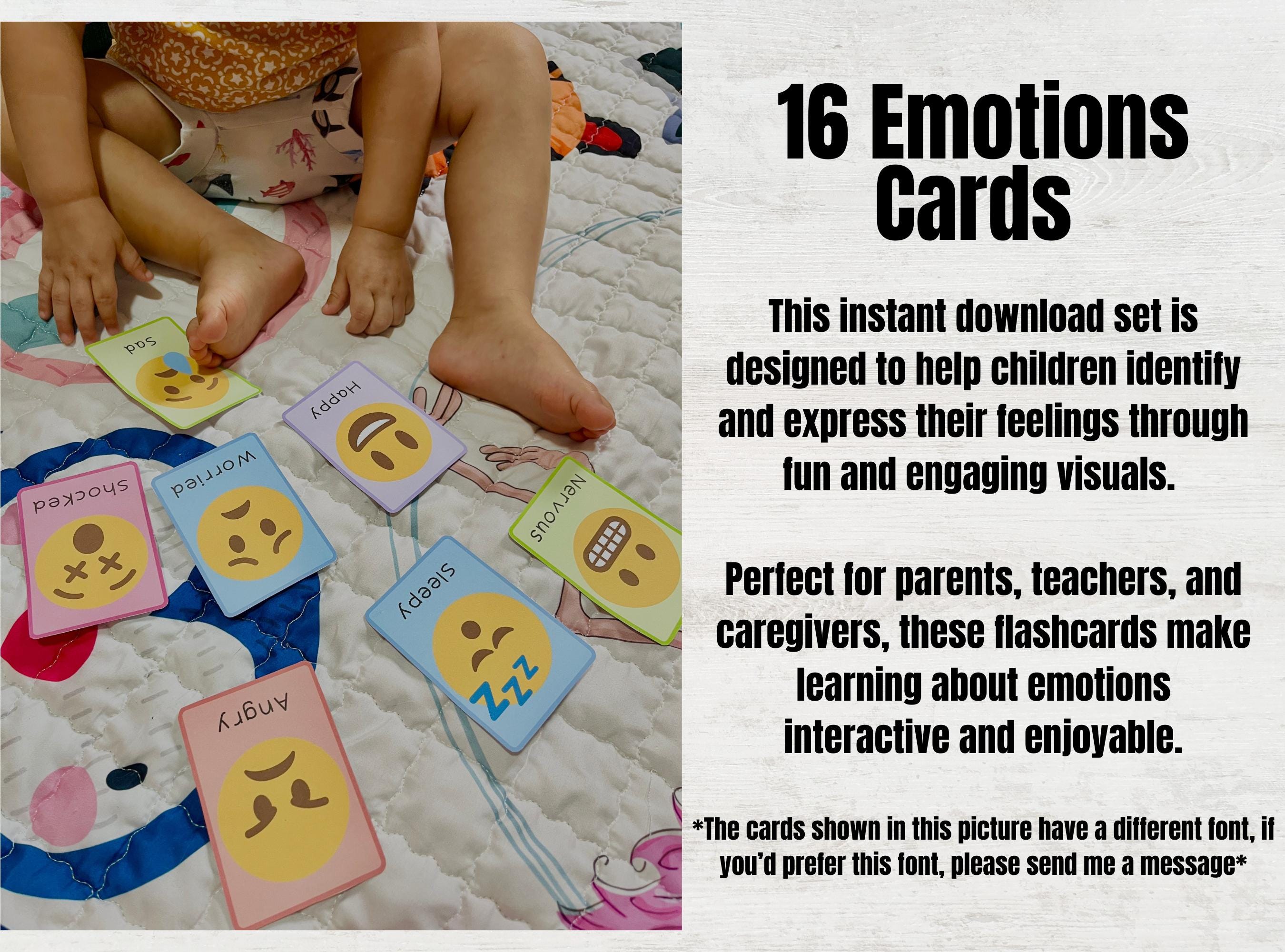Emotions Flashcards | 16 Printable Montessori Cards for Kids, Toddlers ...