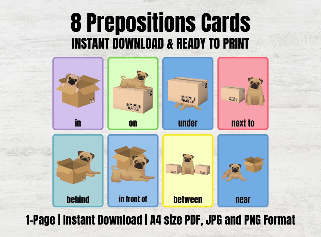Preposition Cards | Printable ESL Props, Animal Flashcards for Kids ...