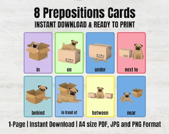 Preposition Cards | Printable ESL Props, Animal Flashcards for Kids ...