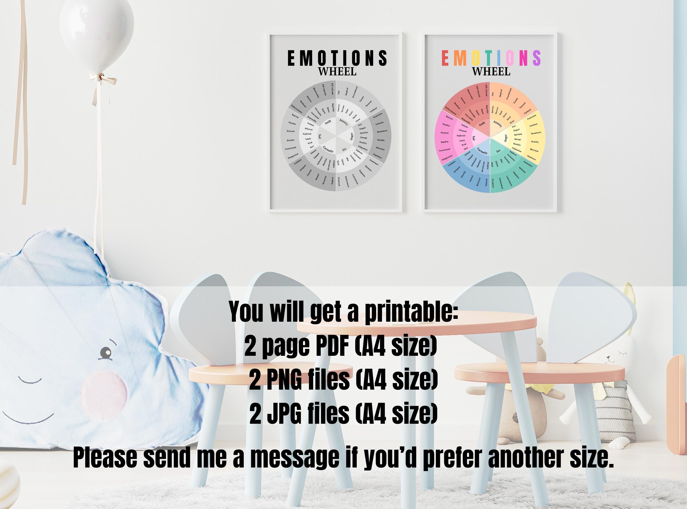 Emotions Wheel Wall Art | Printable Feelings Chart for Kids, Colourful ...