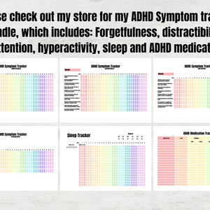 ADHD Hyperactivity Tracker | Rainbow Colour Health Planner, Behaviour ...