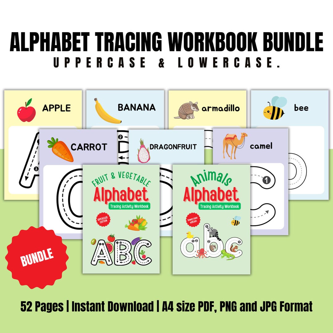 Alphabet Tracing Workbook Bundle | for Kids, Toddlers and Preschool ...