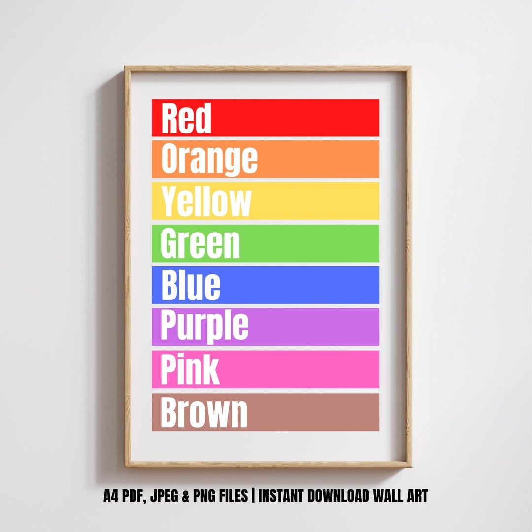 Printable Colour Poster Printable ESL Props, Posters for Kids, Learn ...