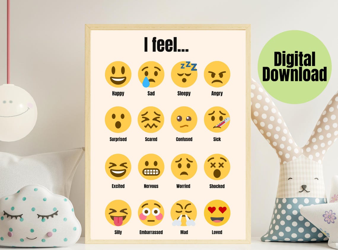 Printable Emotions Poster | ESL Props, Posters for Kids, Learn English ...