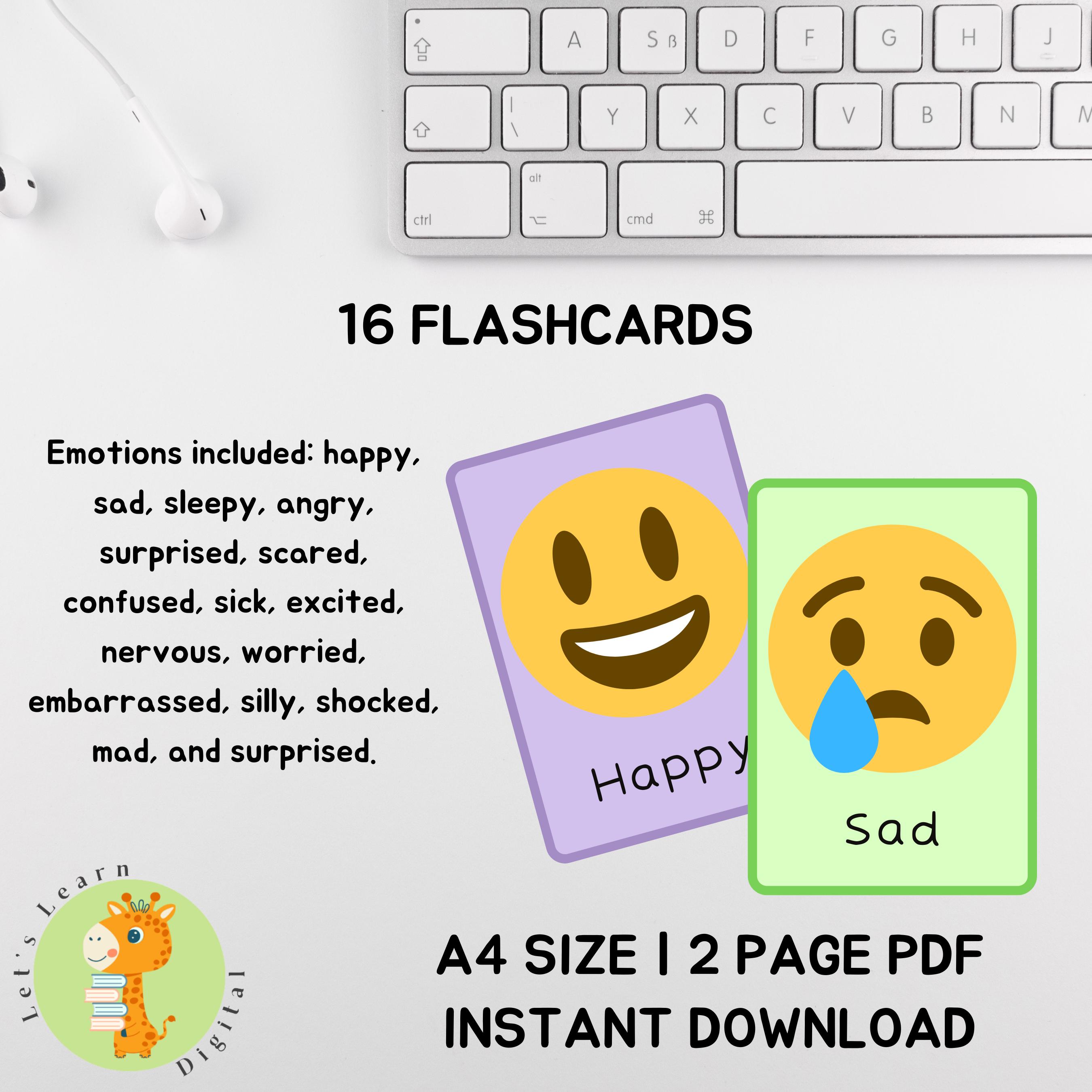16 Printable Emotions Flashcards. for Kids, Toddlers and Preschoolers ...