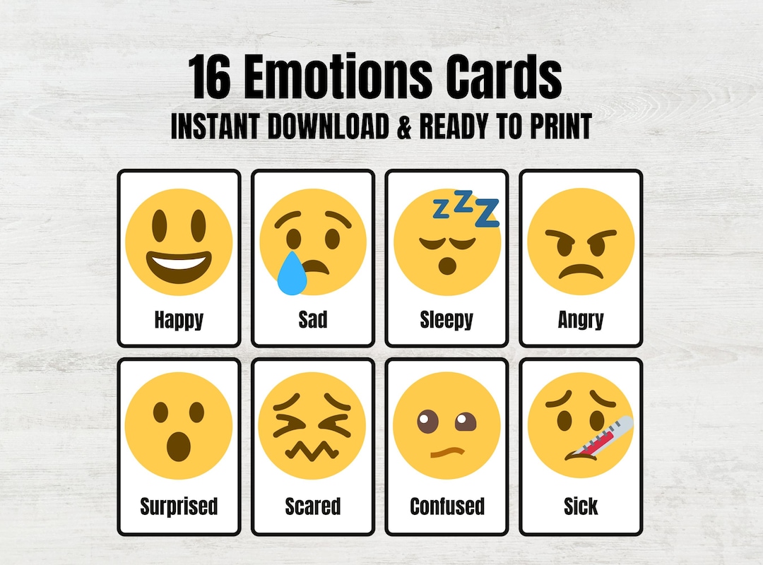 Emotions Flashcards | 16 Printable Feelings Cards for Kids, Toddlers ...