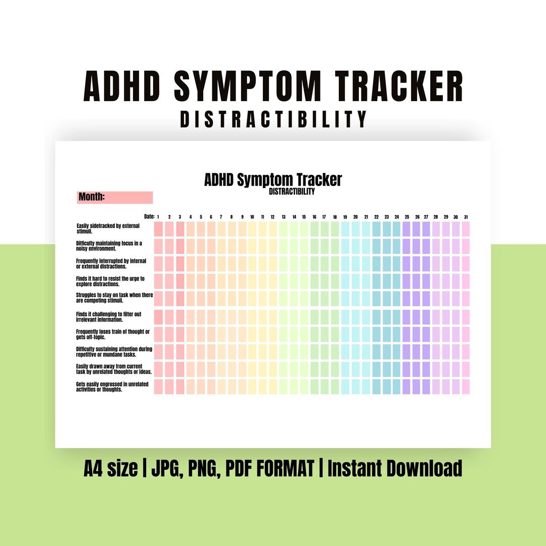 ADHD Distractibility Tracker | Rainbow ADHD Planner, Behaviour Tracker ...