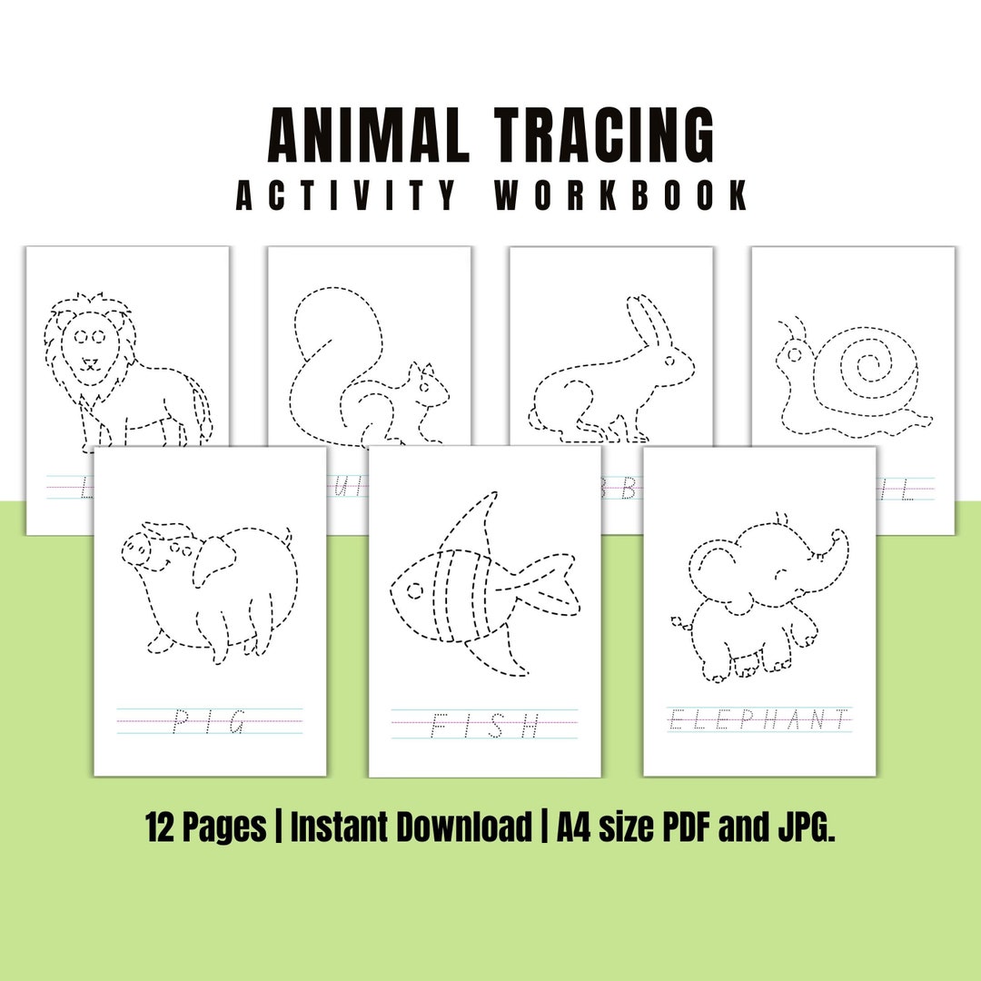 Animal Tracing Workbook | for Kids, Toddlers and Preschoolers ...