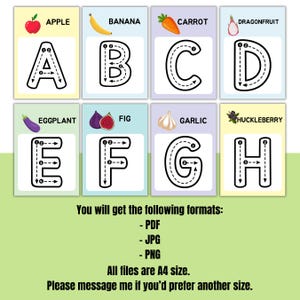 Fruit & Vegetable Alphabet Tracing Workbook Uppercase Letters | for ...