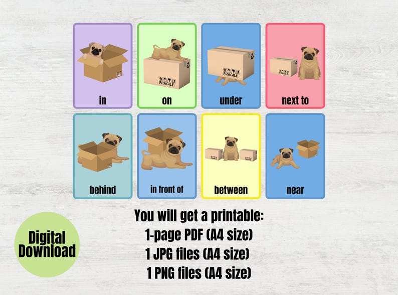 Preposition Cards | Printable ESL Props, Animal Flashcards for Kids ...