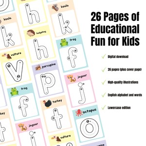 Animals Alphabet Tracing Workbook Lowercase Letters - for Kids ...