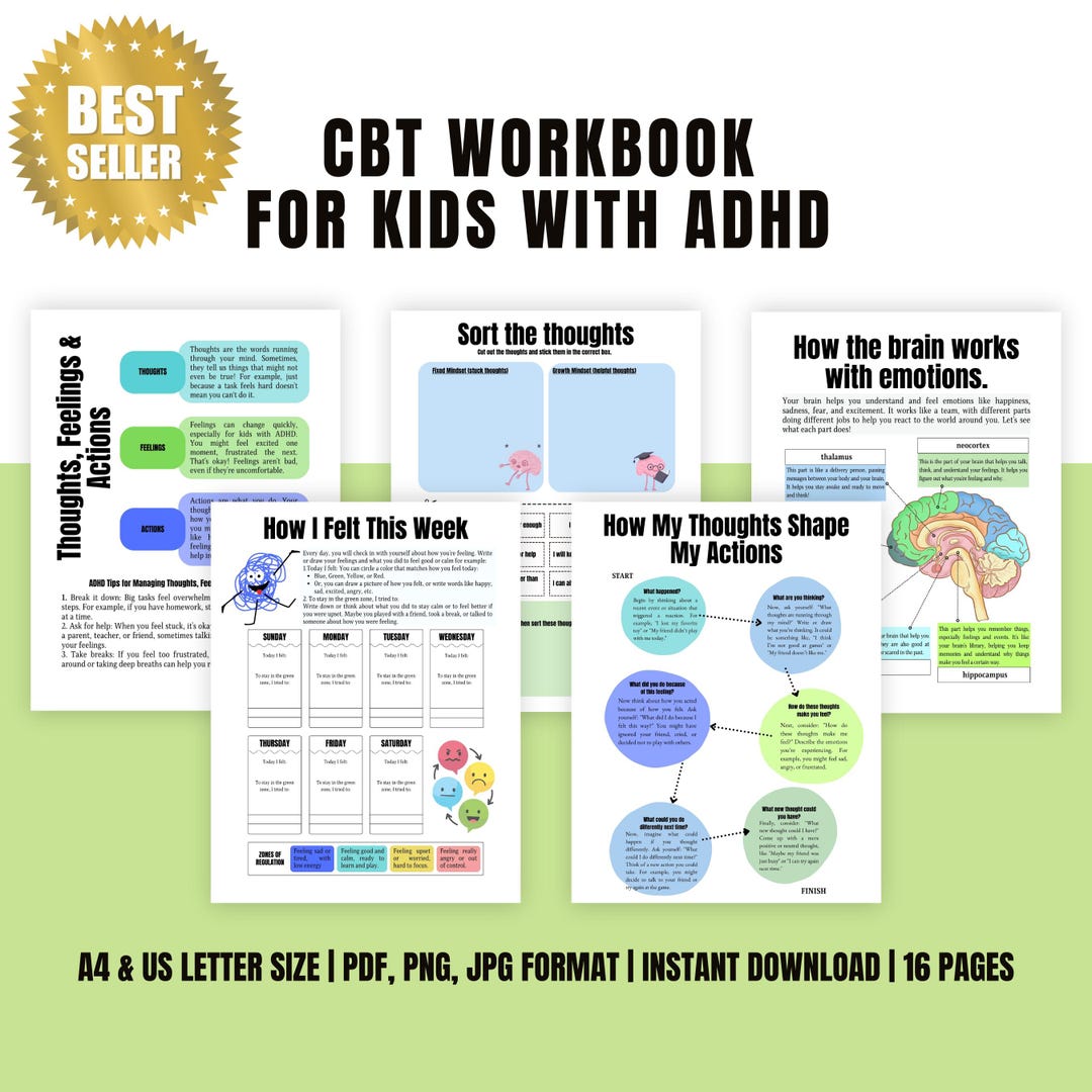 Kids With ADHD CBT Workbook | Emotional Regulation for Children With ...