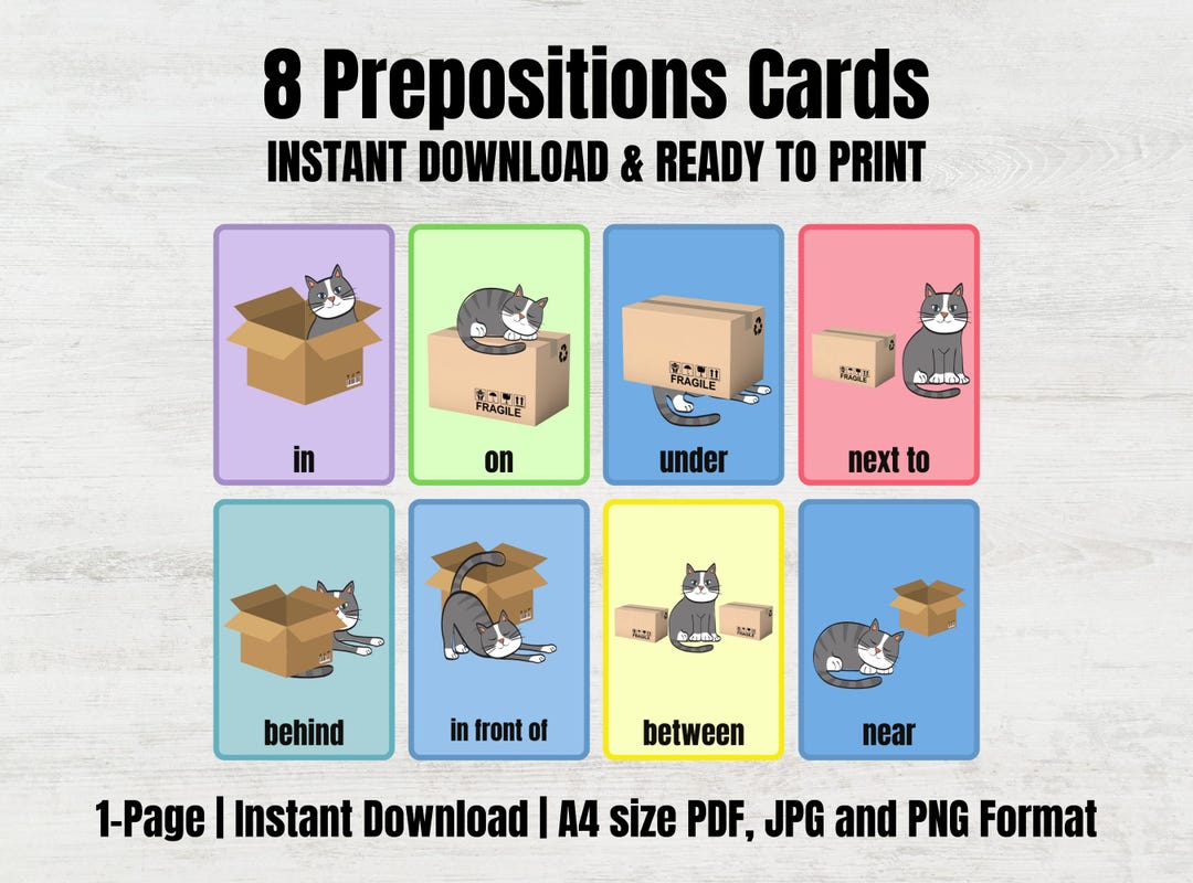 Preposition Cards | Printable ESL Props, Animal Flashcards for Kids ...