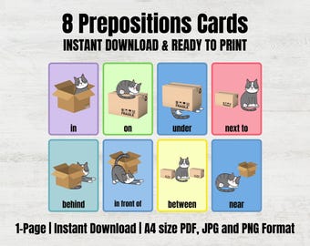 Preposition Cards | Printable ESL Props, Animal Flashcards for Kids ...