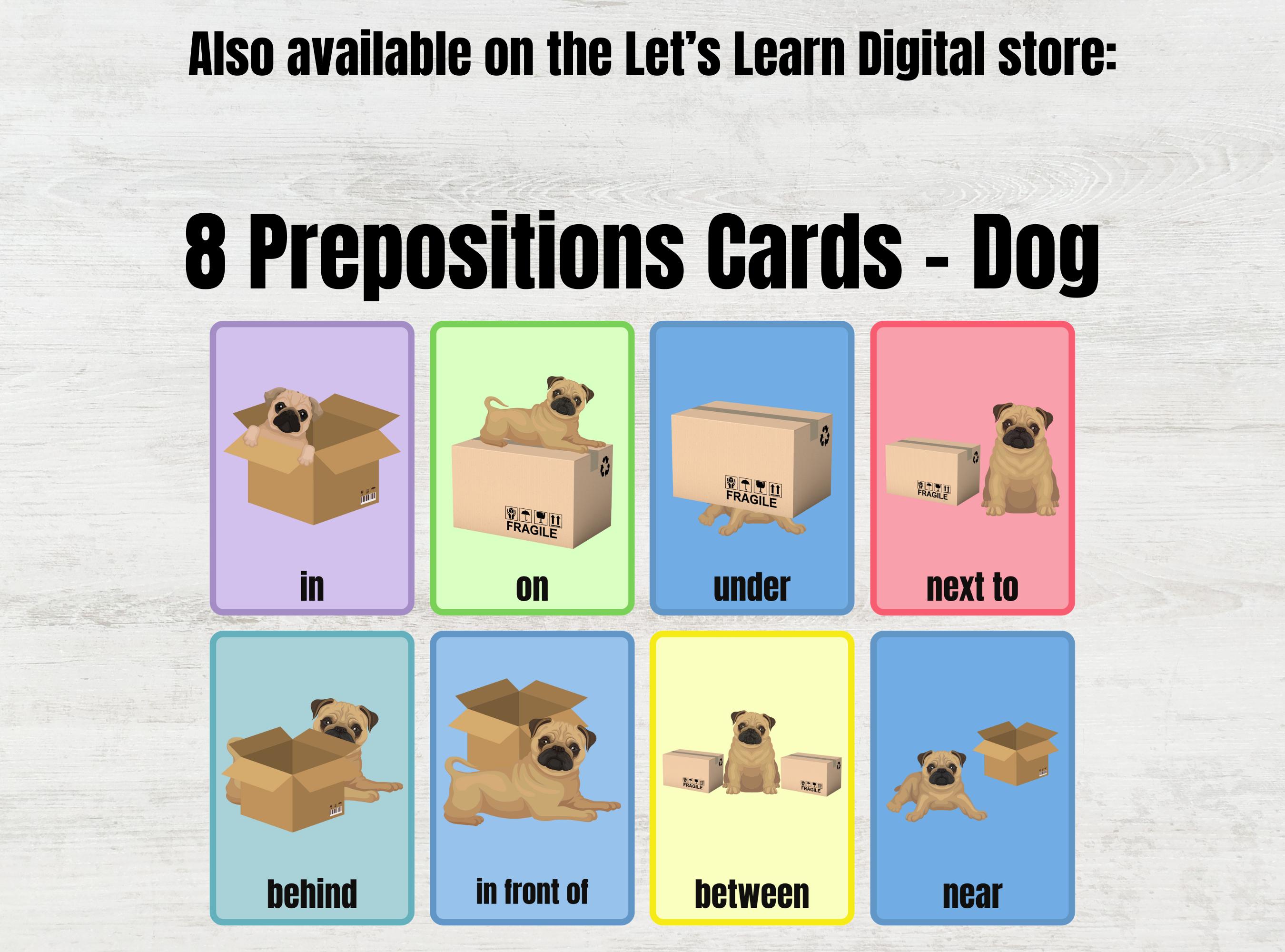 Preposition Cards | Printable ESL Props, Animal Flashcards for Kids ...