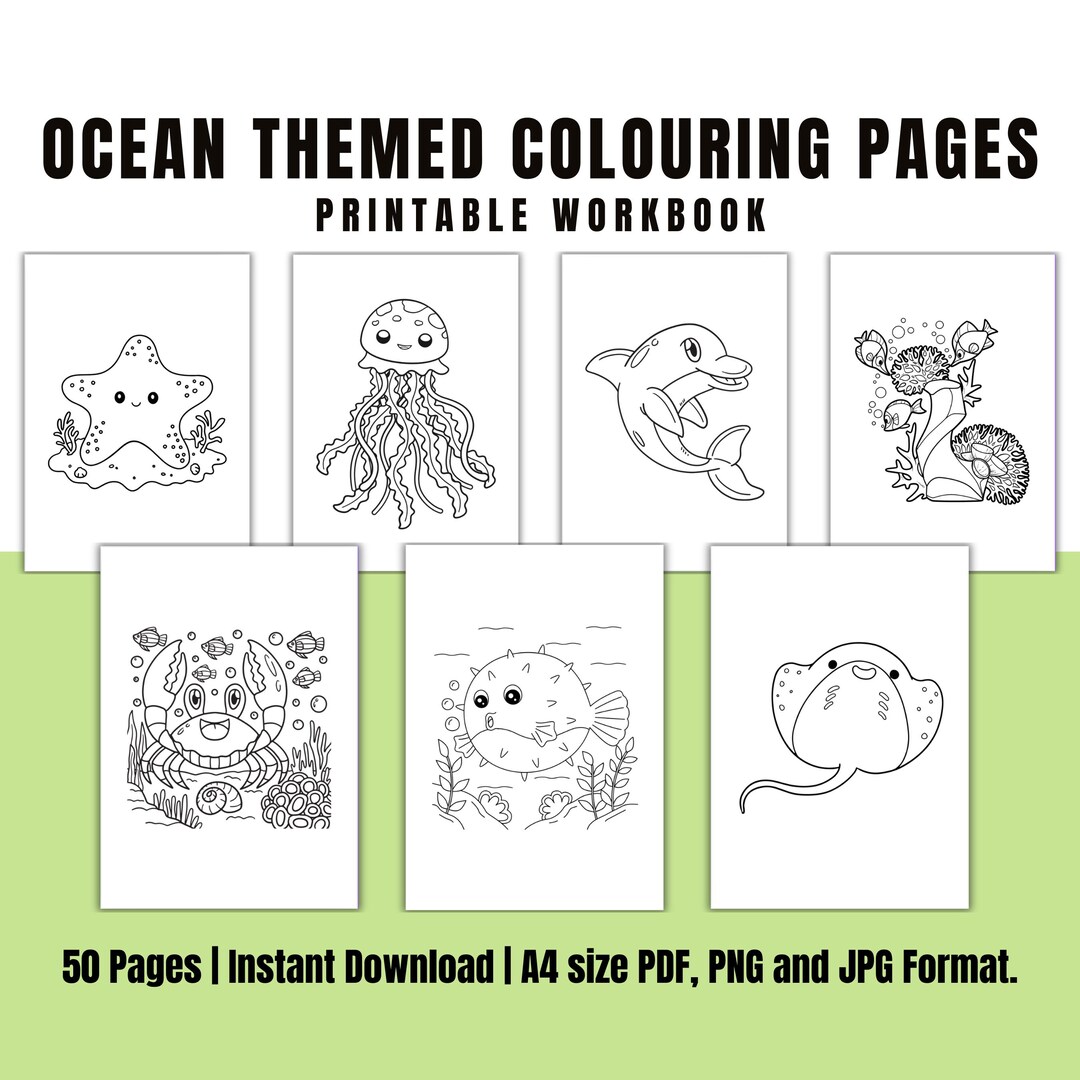 Kids Colouring Pages, Ocean Themed | Printable Kids Sea Life Coloring ...
