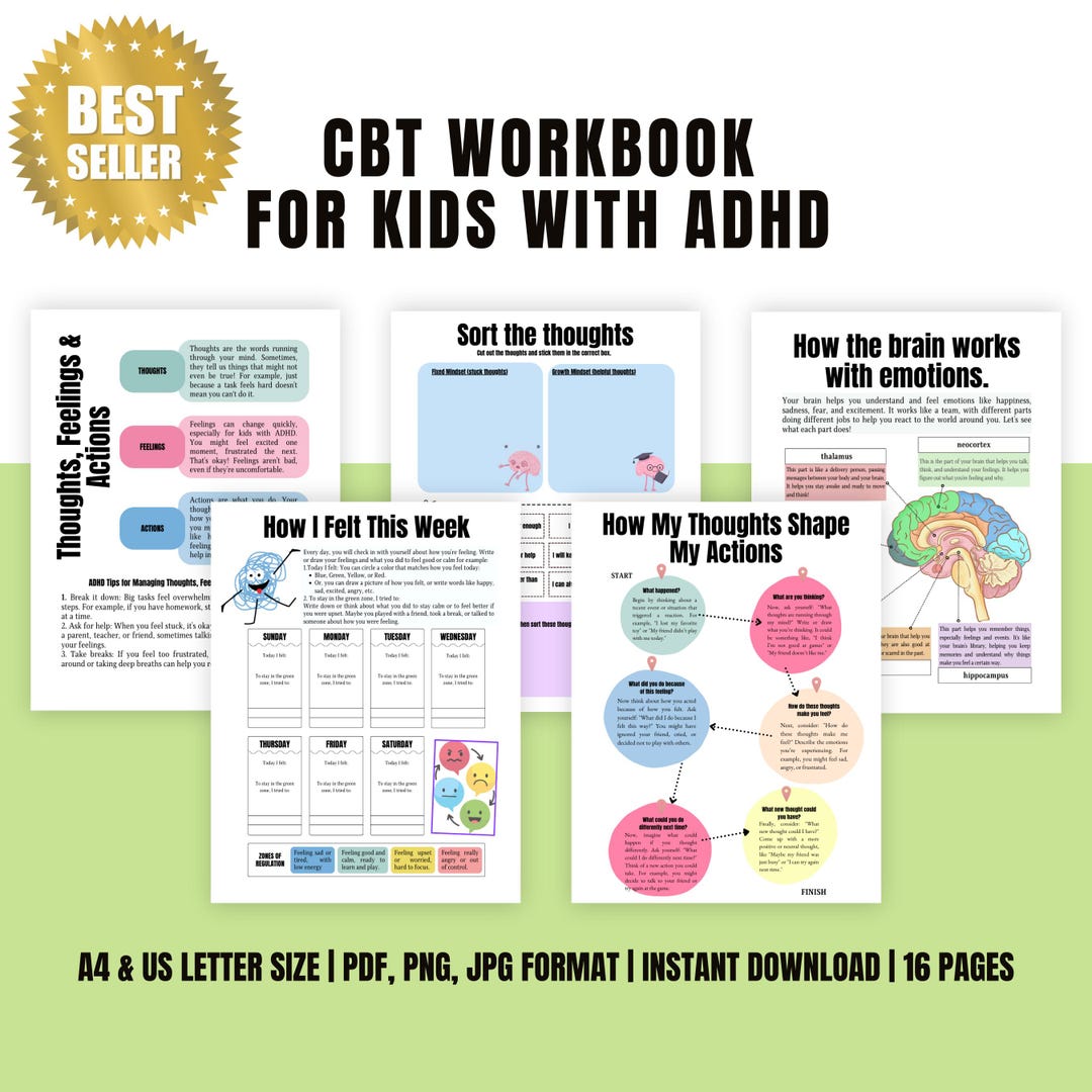 CBT for Kids With ADHD Workbook | Children's Emotional Regulation and ...
