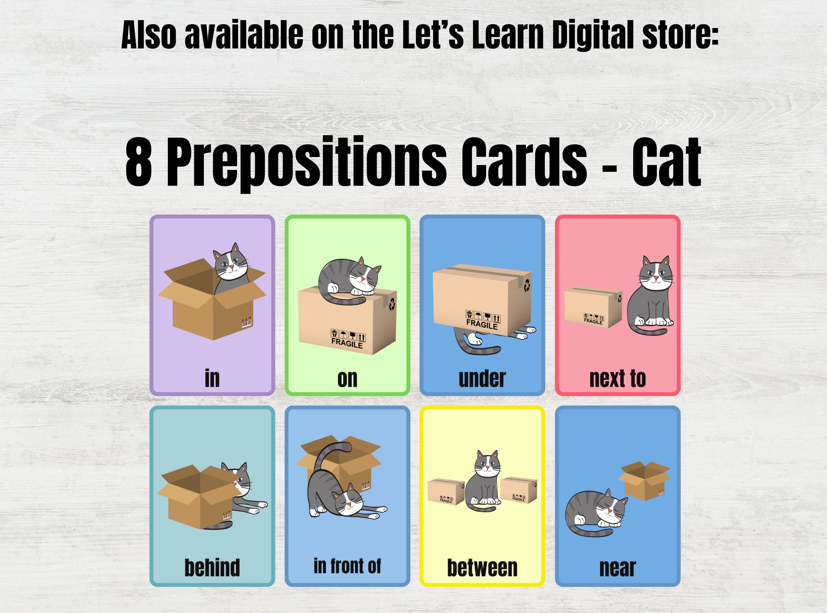 Preposition Cards | Printable ESL Props, Animal Flashcards for Kids ...