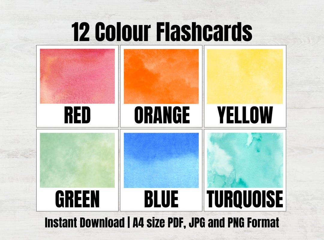 Watercolour Colour Flashcards | Printable Colour Learning Cards for ...