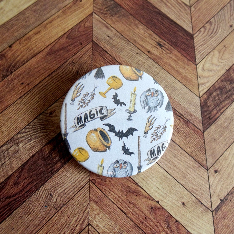 Halloween Wizard Badge, Cute Magical Pin - Etsy
