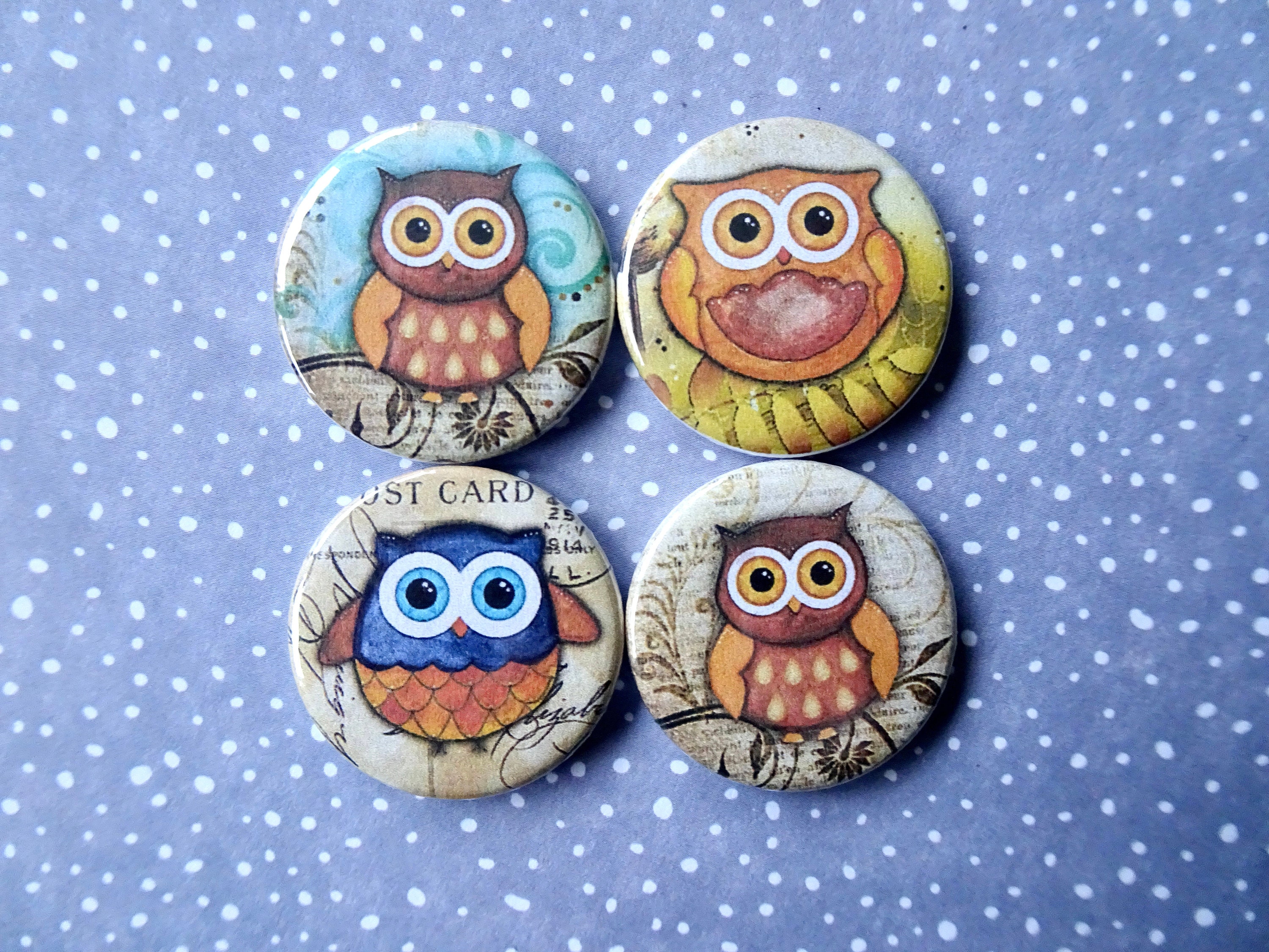 Owl Badges Cute Badges Cute Owl Badges 25mm Button Badges - Etsy UK