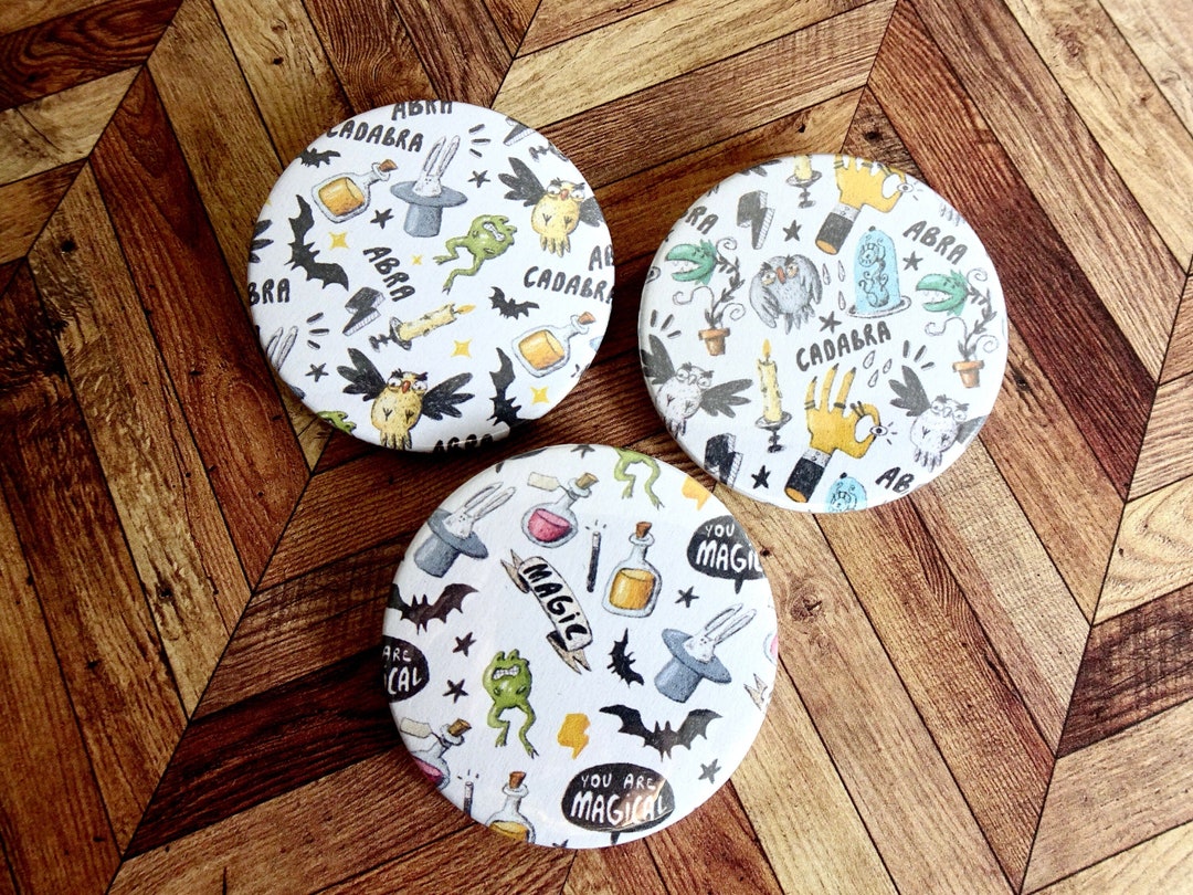 Halloween Wizard Badge, Cute Magical Pin - Etsy