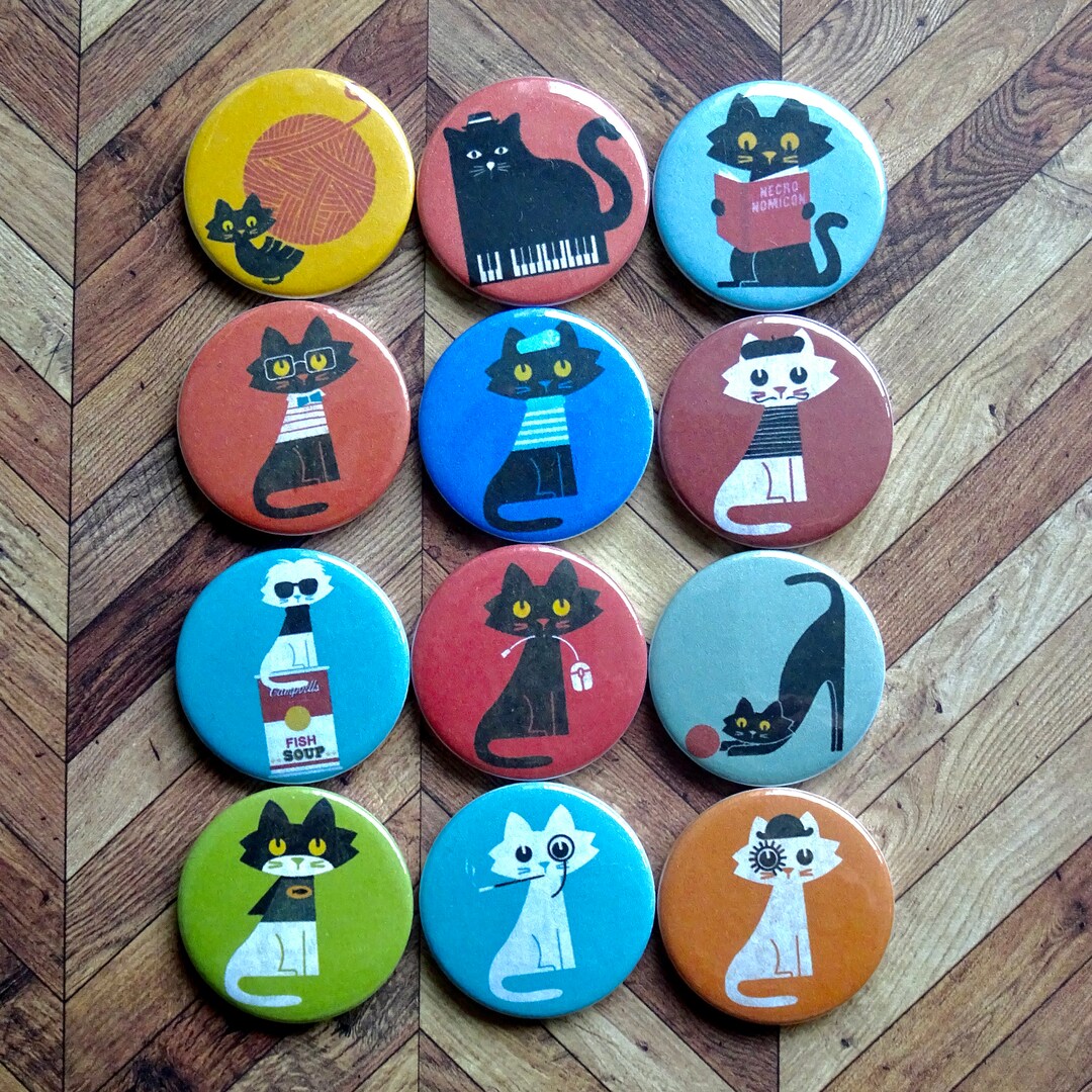 Funny Cat Badges and Pins, Unique Designs - Etsy