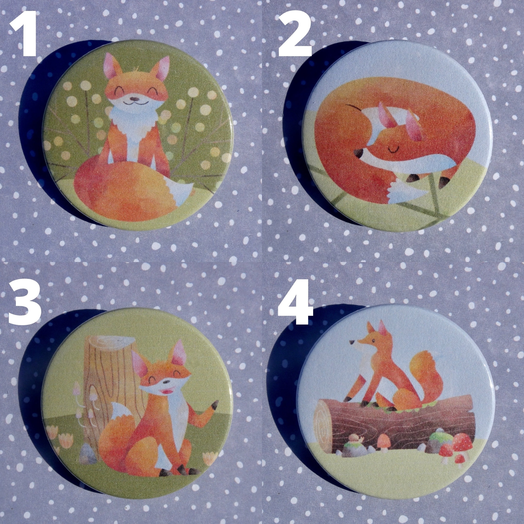 Fox Badges Button Badge 38mm Badges Set of Badges Fox Pin - Etsy UK