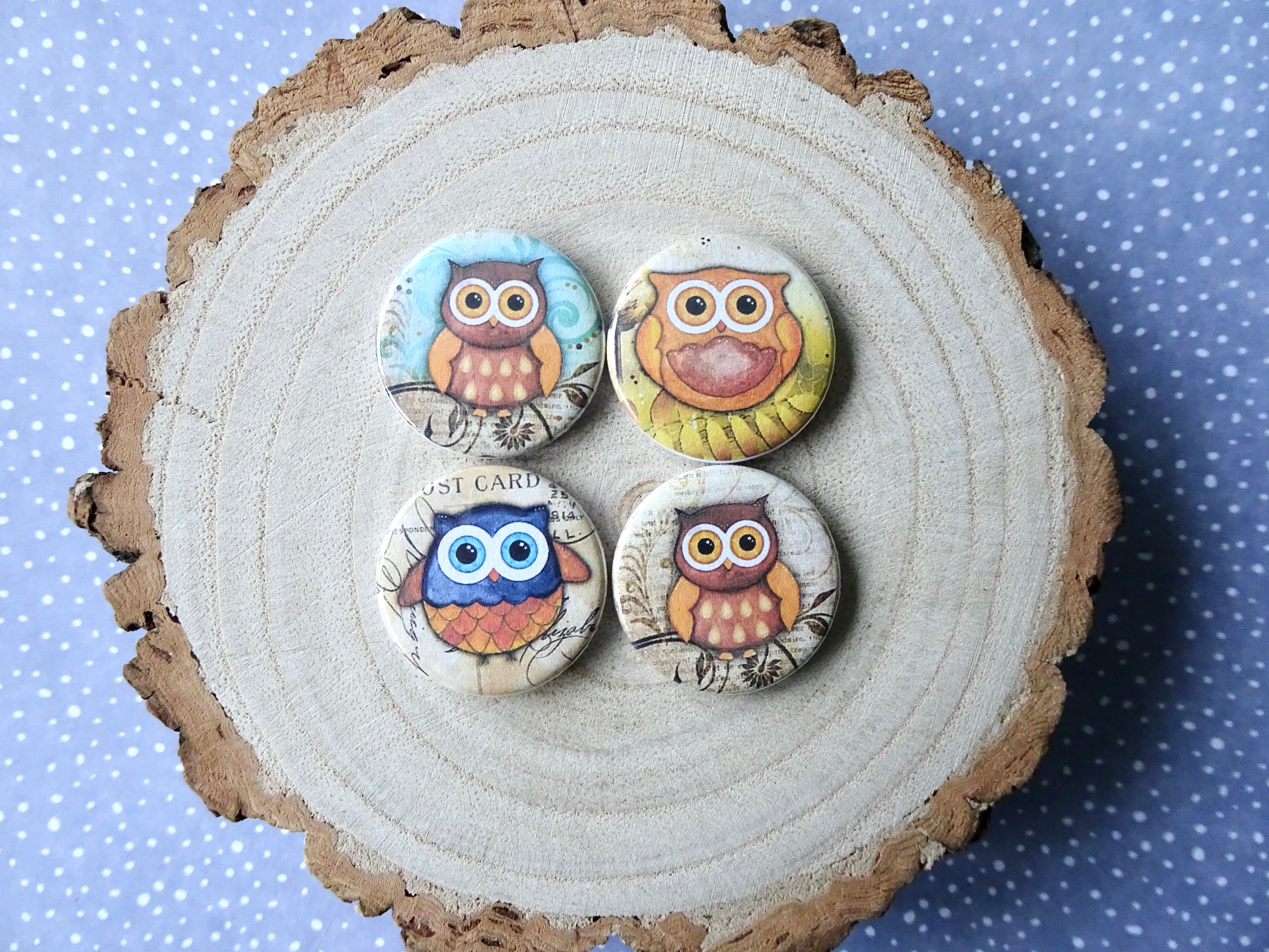 Owl Badges Cute Badges Cute Owl Badges 25mm Button Badges - Etsy UK