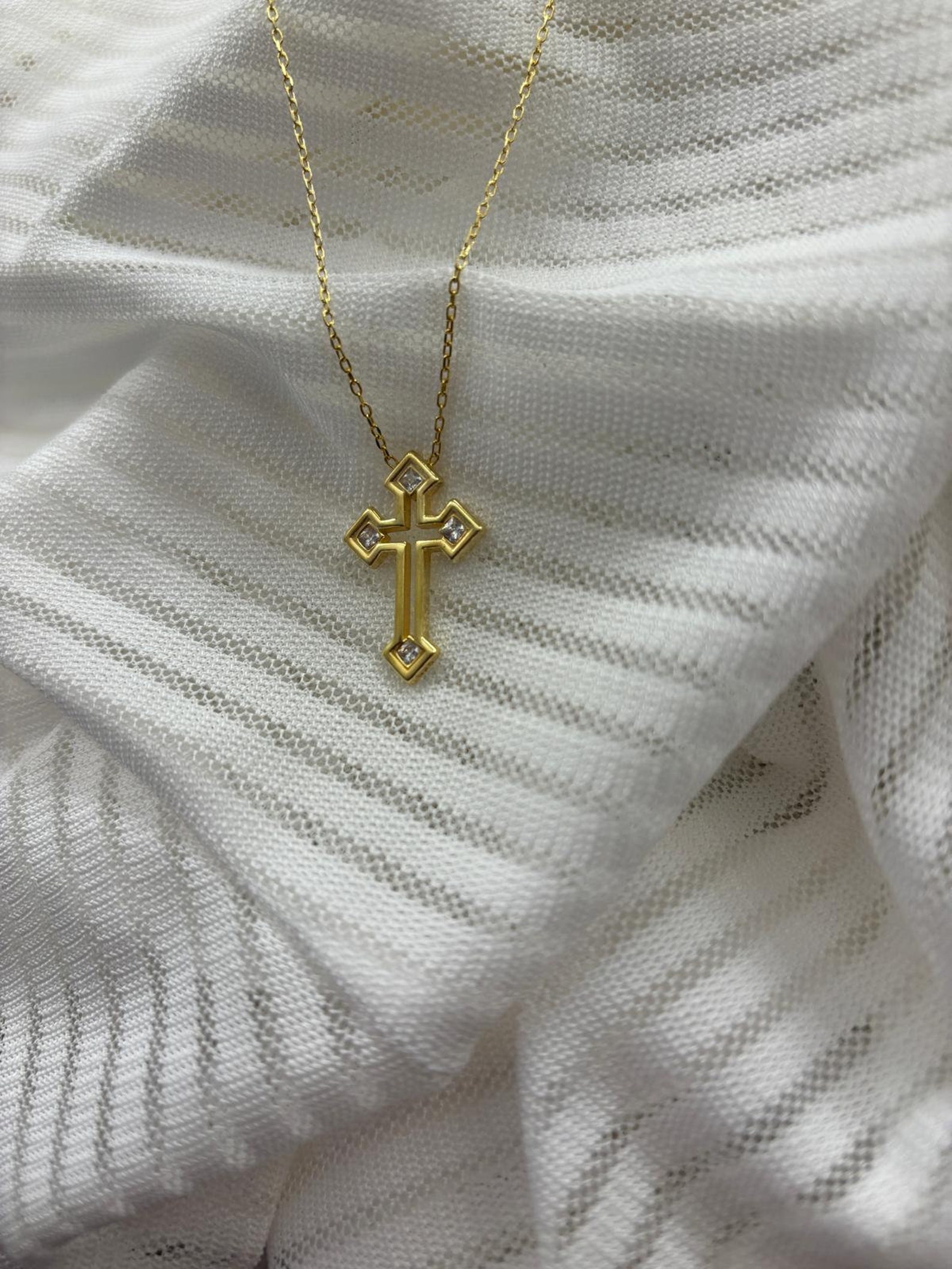 Gothic Outline Cross Necklace | Sterling Silver 925 - Etsy