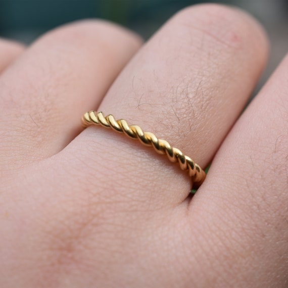 Braided Stainless Steel Gold Plated Ring Stainless Steel | Etsy