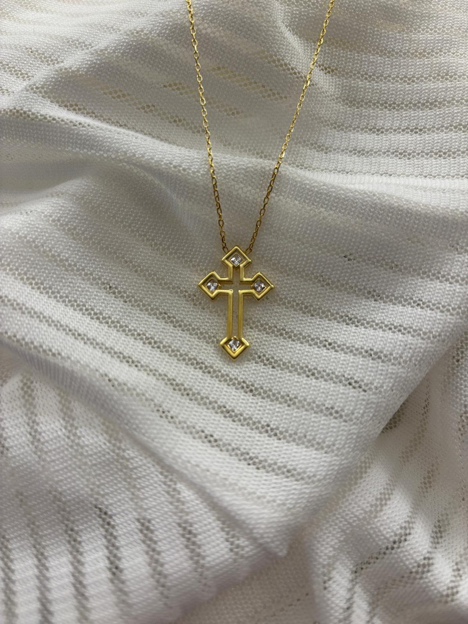 Gothic Outline Cross Necklace | Sterling Silver 925 - Etsy